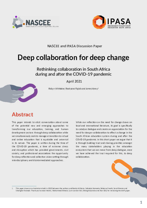 (PDF) NASCEE IPASA Deep collaboration for deep change Final WEB
