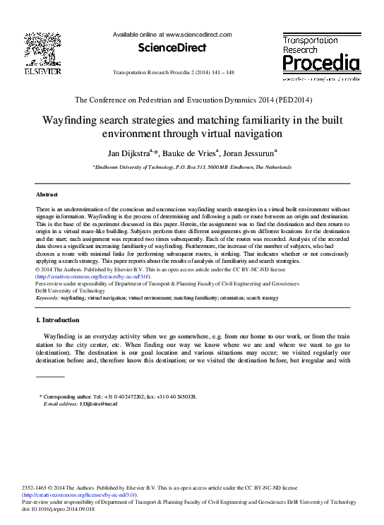 (PDF) Wayfinding Search Strategies and Matching Familiarity in the Built Environment through ...