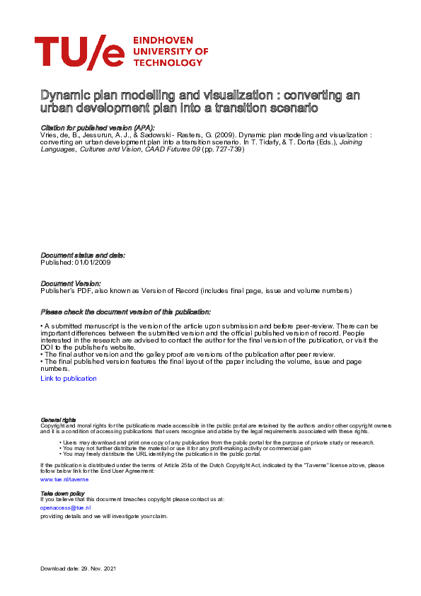 (PDF) Dynamic plan modelling and visualization: Converting an urban ...