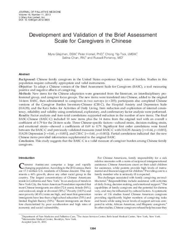 (PDF) Development and Validation of the Brief Assessment Scale for ...