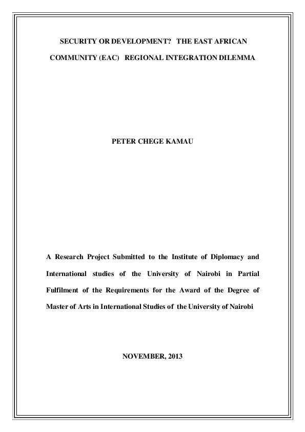 (PDF) Security Or Development? The East African Community (EAC) Regional Integration Dilemma ...