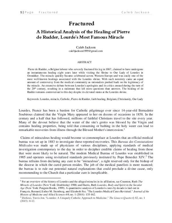 (PDF) Fractured: A Historical Analysis of the Healing of Pierre de ...