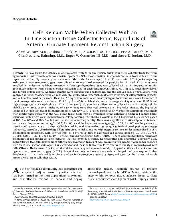 (PDF) Cells Remain Viable When Collected With an In-Line-Suction Tissue ...