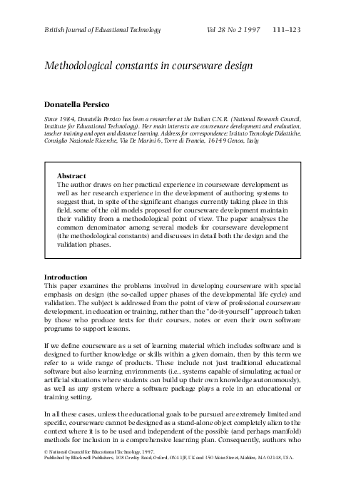(PDF) Methodological Constants in Courseware Design