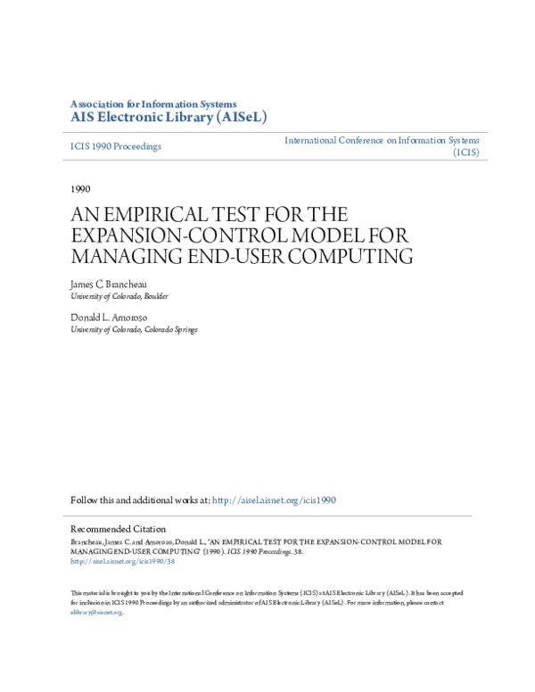 (PDF) An Empirical Test for the Expansion-Control Model for Managing ...