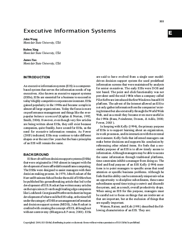 (PDF) Executive Information Systems