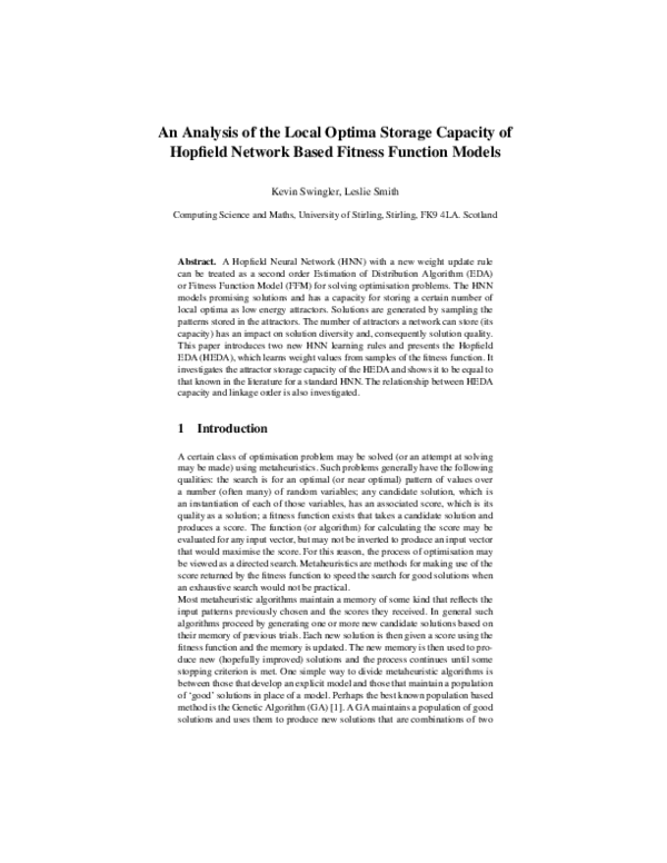 (PDF) An Analysis of the Local Optima Storage Capacity of Hopfield ...