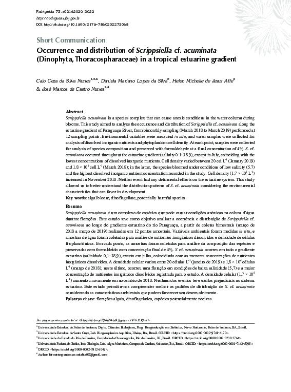 (PDF) Occurrence and distribution of Scrippsiella cf. acuminata ...
