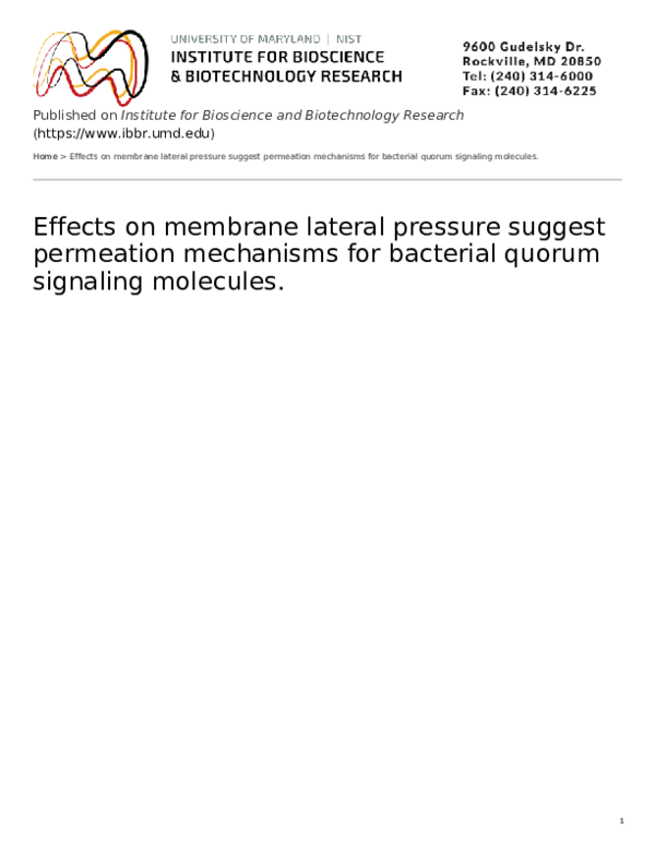 (PDF) Effects on Membrane Lateral Pressure Suggest Permeation ...
