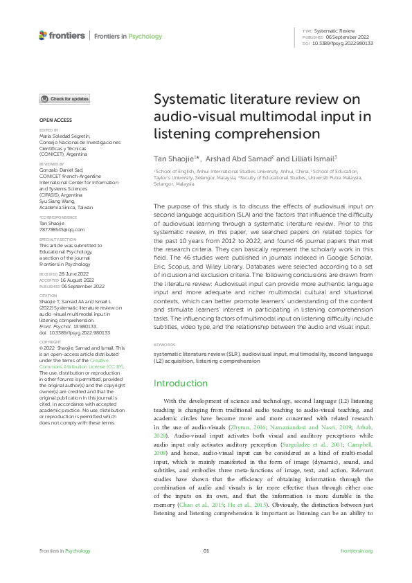 (PDF) Systematic literature review on audio-visual multimodal input in ...
