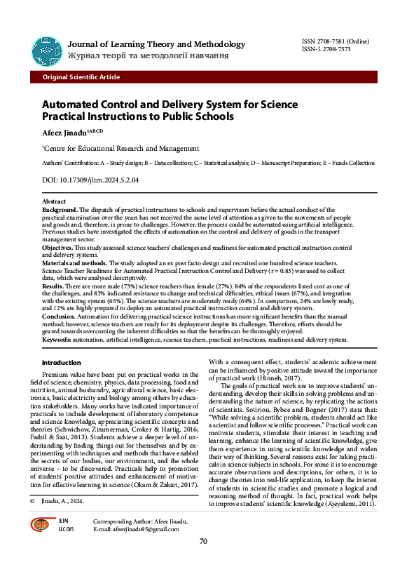 (PDF) Automated Control and Delivery System for Science Practical ...