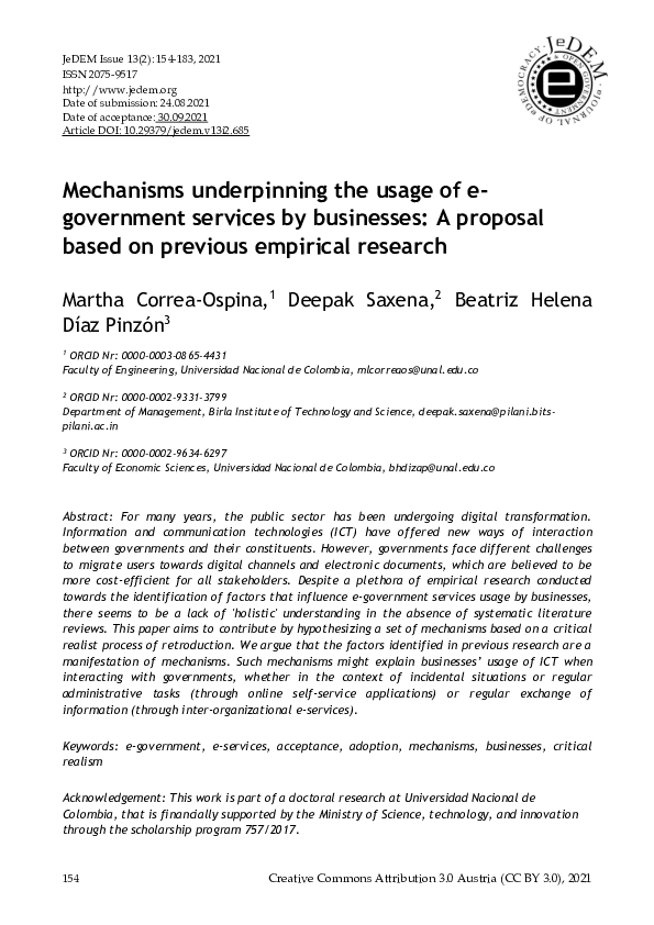 (PDF) Mechanisms underpinning the usage of e-government services by ...