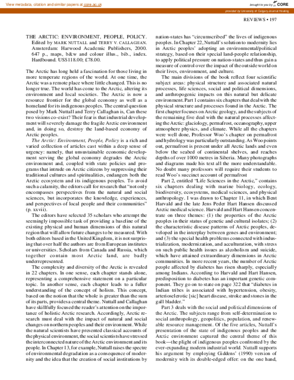 (PDF) The Arctic: Environment, People, Policy, edited by Mark Nuttall ...