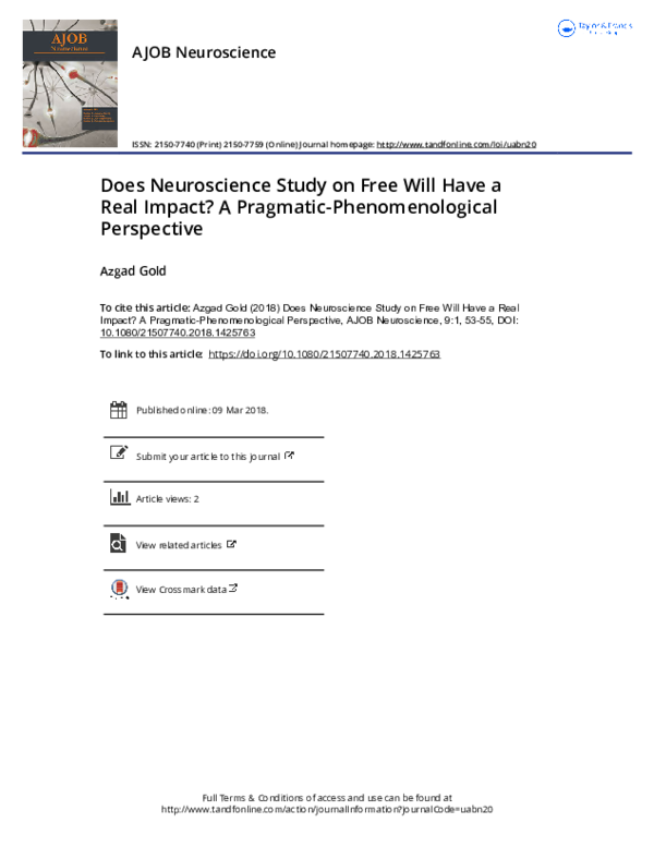 (PDF) Does Neuroscience Study on Free Will Have a Real Impact? A ...