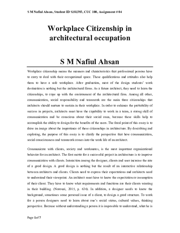(PDF) Workplace Citizenship in Architectural Occupation