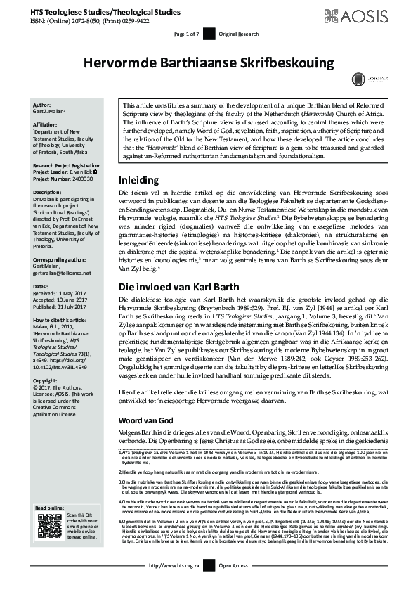 (PDF) Hervormde Barthiaanse Skrifbeskouing