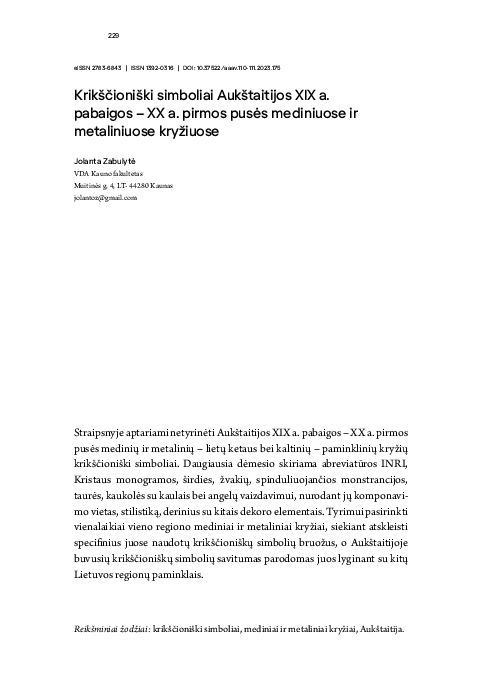 (PDF) Krikščioniški simboliai Aukštaitijos XIX a. pabaigos – XX a ...