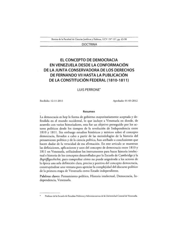 (PDF) El concepto de democracia en Venezuela desde la conformación de ...