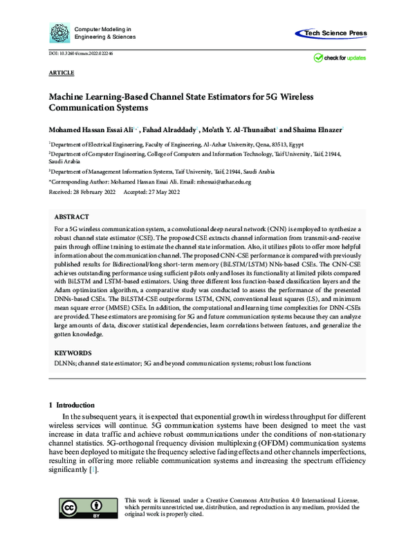 (PDF) Machine Learning-Based Channel State Estimators for 5G Wireless ...