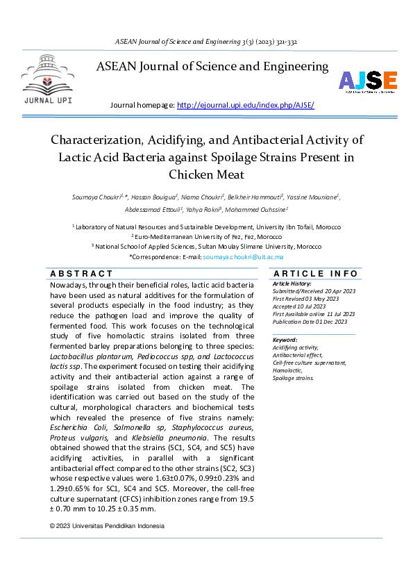 (PDF) Characterization, Acidifying, and Antibacterial Activity of ...
