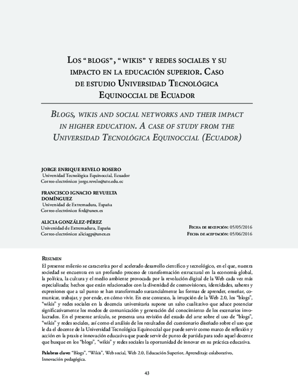 (PDF) Los “blogs”, “wikis” y redes sociales y su impacto en la ...