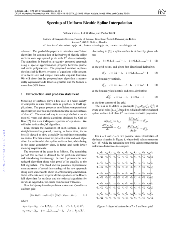 Pdf Speedup Of Uniform Bicubic Spline Interpolation