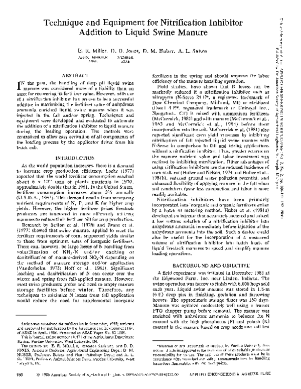 (PDF) Technique and Equipment for Nitrification Inhibitor Addition to ...