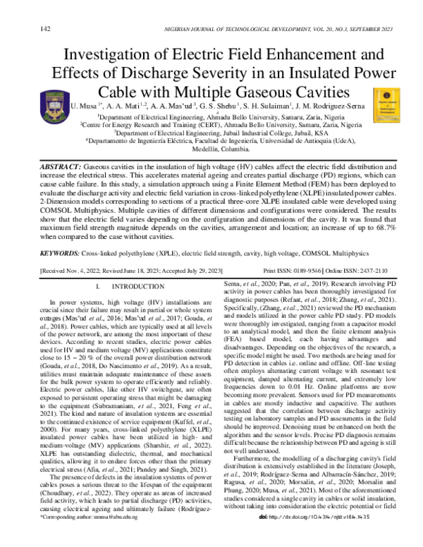 (PDF) Investigation of electric field enhancement and effects of discharge severity in an ...