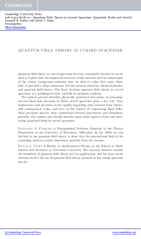 (PDF) Quantum Field Theory in Curved Spacetime: Quantized Fields and ...