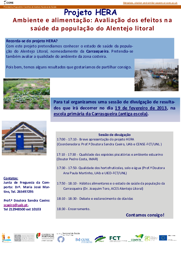 (PDF) Projeto HERA Ambiente e alimentação: Avaliação dos efeitos na ...