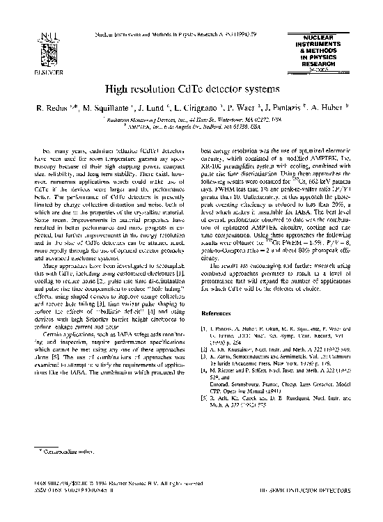 (PDF) High resolution CdTe detector systems