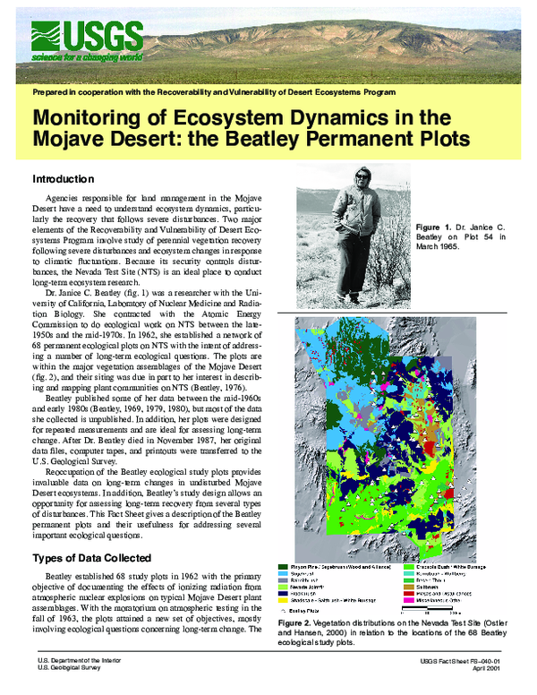 (PDF) Monitoring Of Ecosystem Dynamics In The Mojave Desert: The ...