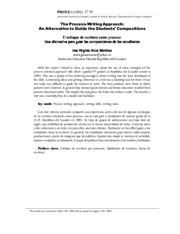 (PDF) The Process-Writing Approach: An Alternative to Guide the ...