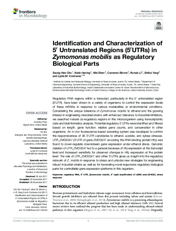 (PDF) Identification and Characterization of 5' Untranslated Regions (5 ...