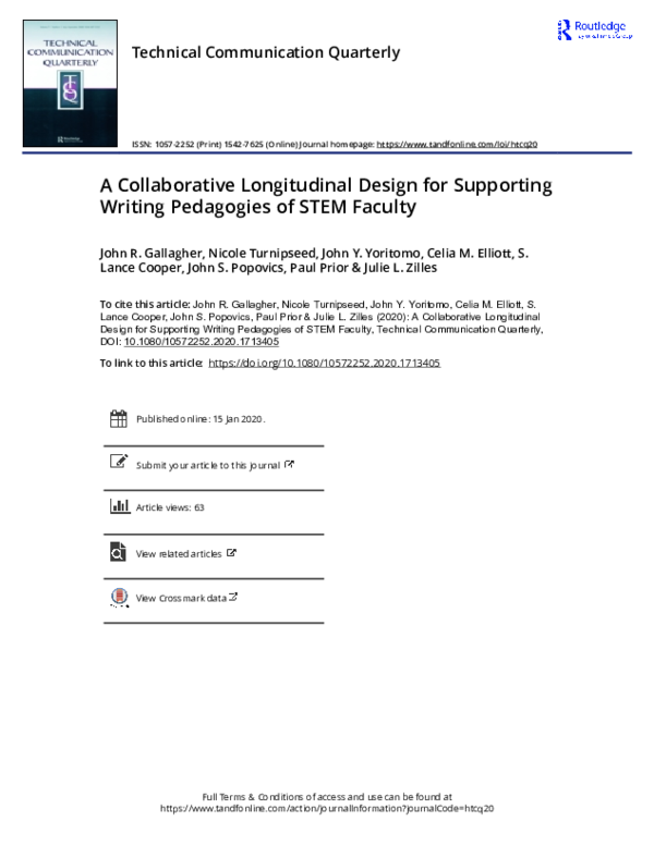 (PDF) A Collaborative Longitudinal Design for Supporting Writing Pedagogies of STEM Faculty