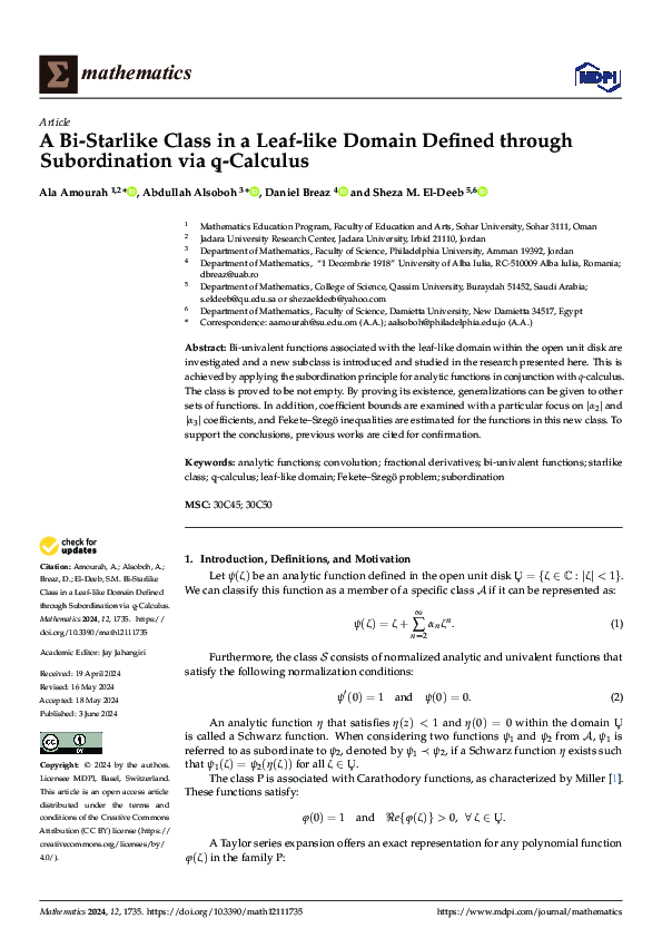 (PDF) A Bi-Starlike Class in a Leaf-like Domain Defined through ...