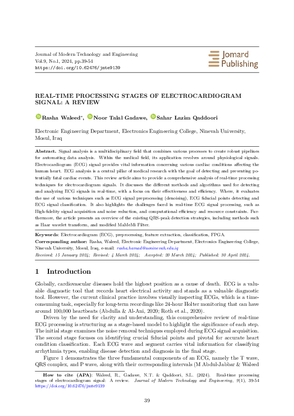 Pdf Real Time Processing Stages Of Electrocardiogram Signal A Review