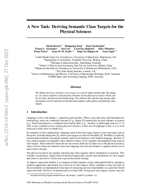 (PDF) A New Task: Deriving Semantic Class Targets for the Physical Sciences