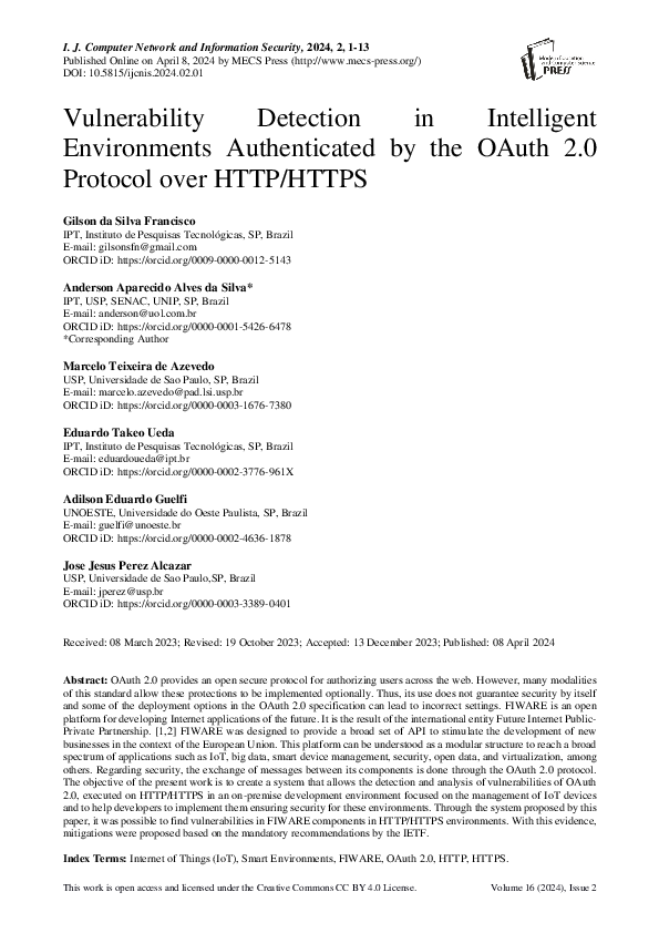 (PDF) Vulnerability Detection in Intelligent Environments Authenticated by the OAuth 2.0 ...