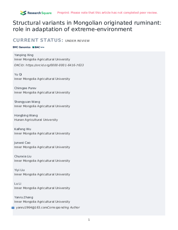 (PDF) Structural variants in Mongolian originated ruminant: role in adaptation of extreme ...