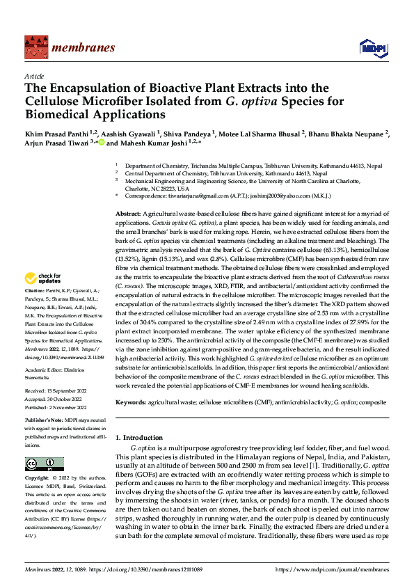 (PDF) The Encapsulation of Bioactive Plant Extracts into the Cellulose ...