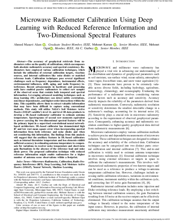 (PDF) Microwave Radiometer Calibration Using Deep Learning With Reduced ...