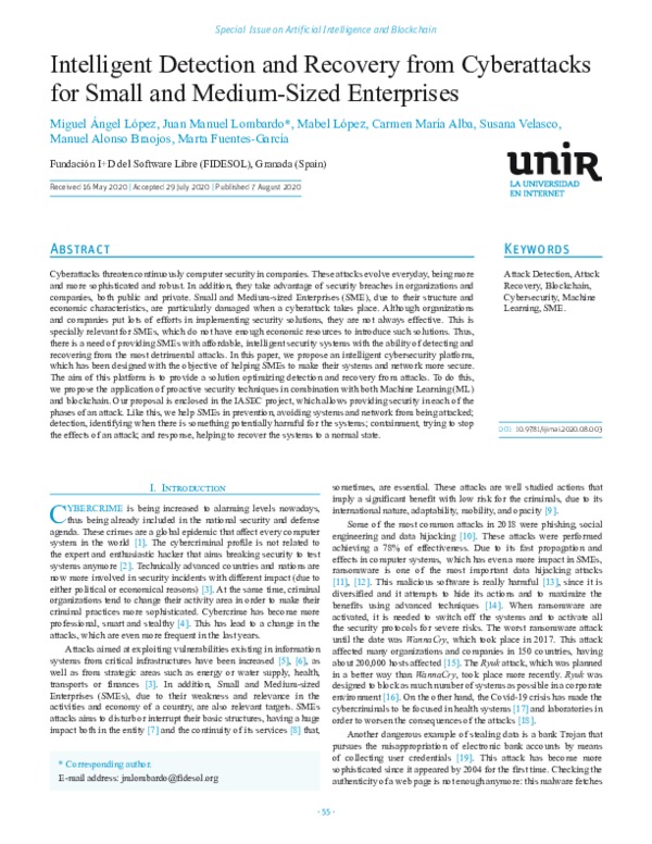 (PDF) Intelligent Detection and Recovery from Cyberattacks for Small and Medium-Sized Enterprises