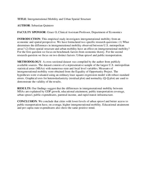 (PDF) Intergenerational Mobility and Urban Spatial Structure