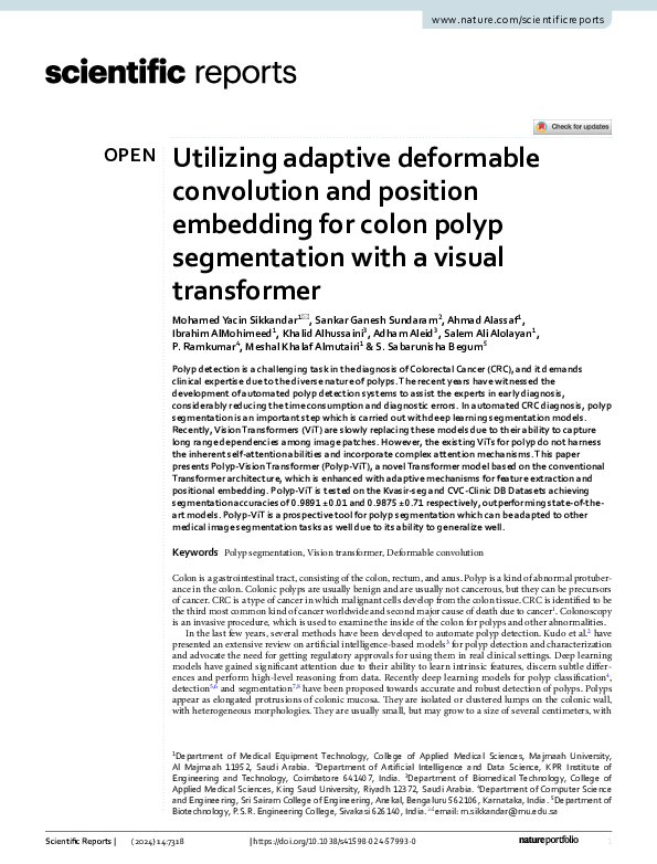 Pdf Utilizing Adaptive Deformable Convolution And Position Embedding For Colon Polyp