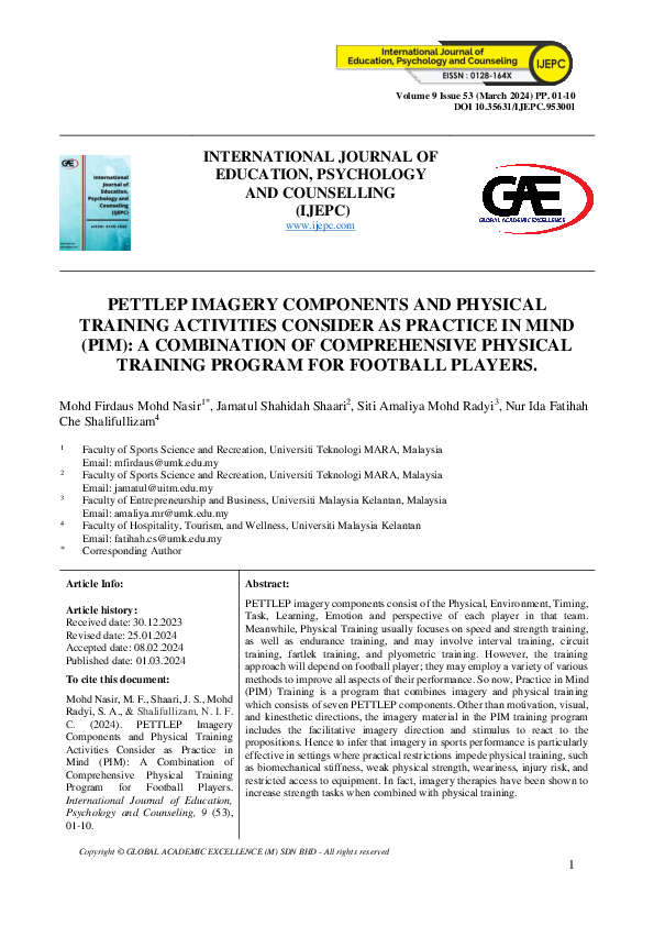 (PDF) Pettlep Imagery Components and Physical Training Activities ...