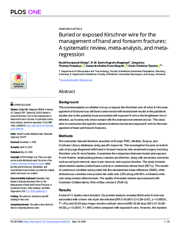 (PDF) Buried or exposed Kirschner wire for the management of hand and ...