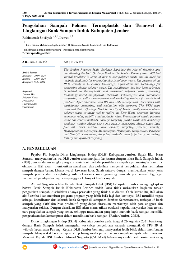 (PDF) Pengolahan Sampah Polimer Termoplastik dan Termoset di Lingkungan ...