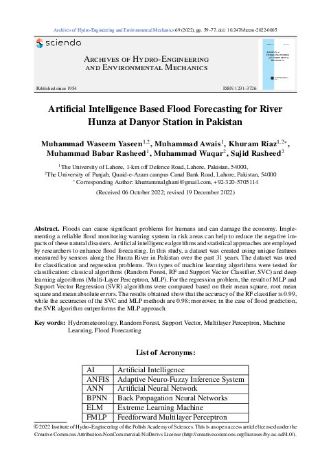 (PDF) Artificial Intelligence Based Flood Forecasting for River Hunza ...