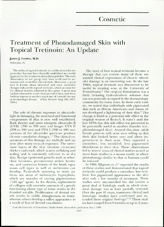 (PDF) Treatment of Photodamaged Skin with Topical Tretinoin: An Update